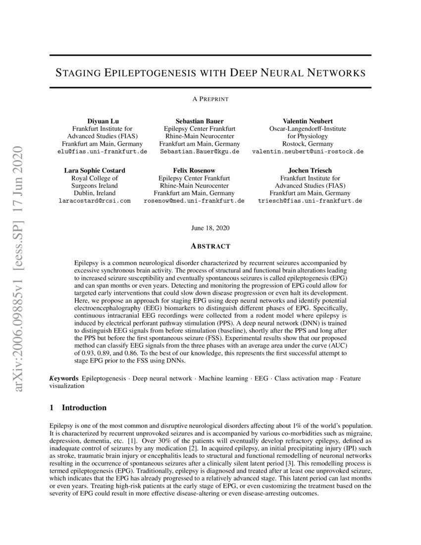 Staging Epileptogenesis with Deep Neural Networks | DeepAI