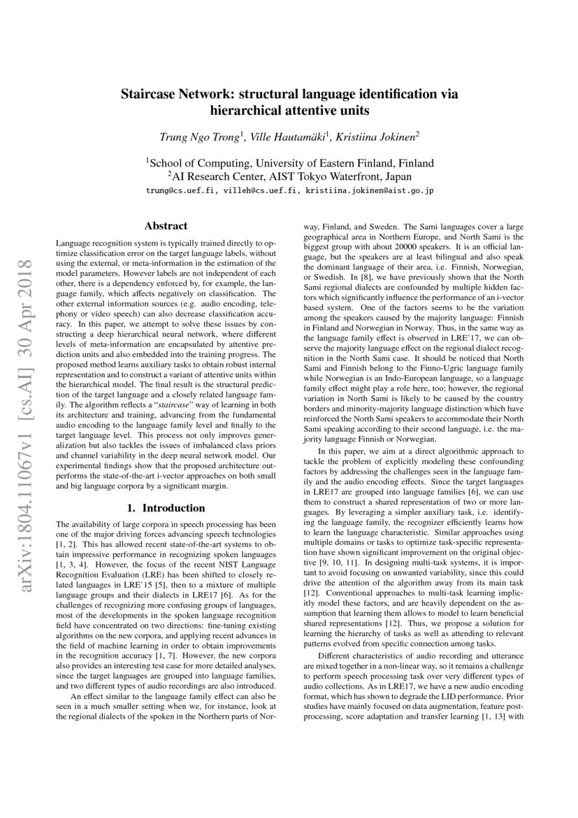 Staircase Network: structural language identification via hierarchical ...