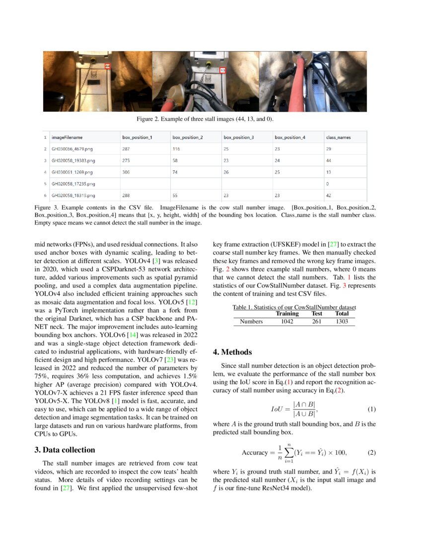 Stall Number Detection Of Cow Teats Key Frames Deepai
