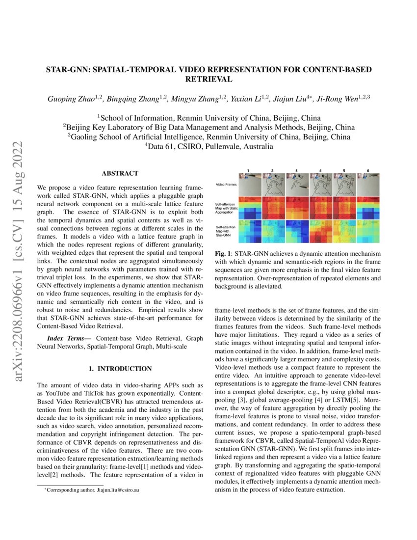 STAR-GNN: Spatial-Temporal Video Representation for Content-based Retrieval | DeepAI