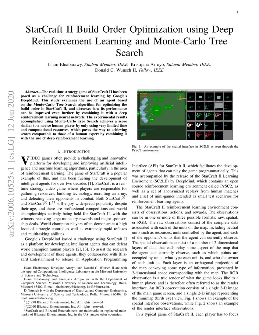 StarCraft II Build Order Optimization using Deep Reinforcement Learning and Monte-Carlo Tree ...