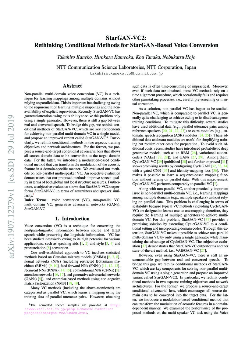Stargan Vc2 Rethinking Conditional Methods For Stargan Based Voice Conversion Deepai