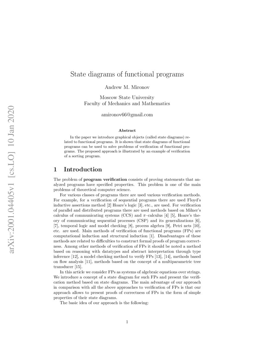State diagrams of functional programs | DeepAI