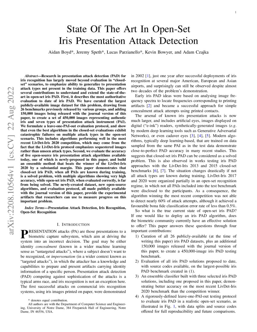 State Of The Art In Open-Set Iris Presentation Attack Detection | DeepAI