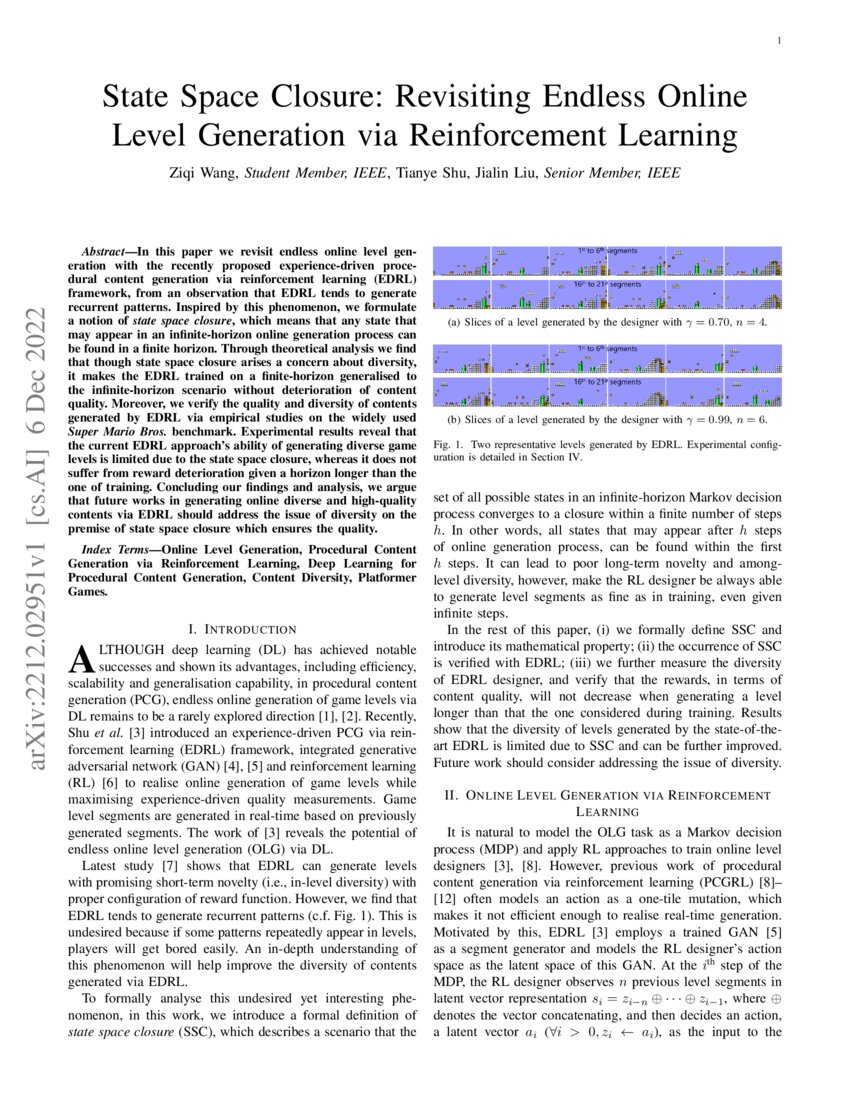 State Space Closure Revisiting Endless Online Level Generation Via Reinforcement Learning Deepai