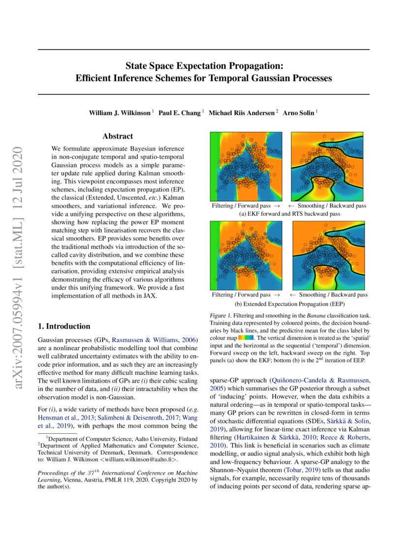 State Space Expectation Propagation Efficient Inference Schemes For