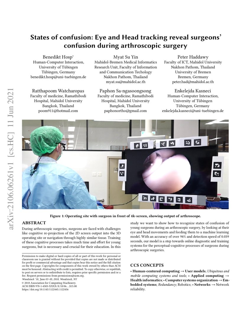 States of confusion: Eye and Head tracking reveal surgeons' confusion ...