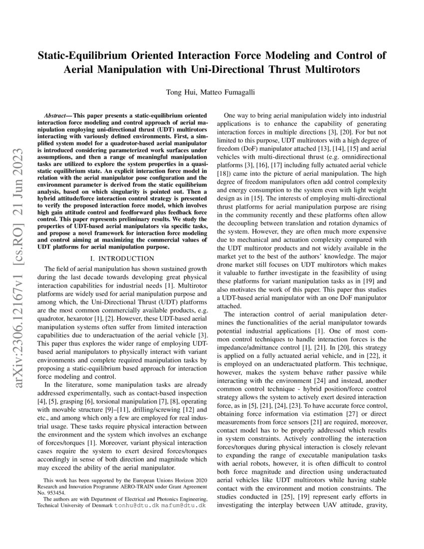 Static Equilibrium Oriented Interaction Force Modeling And Control Of