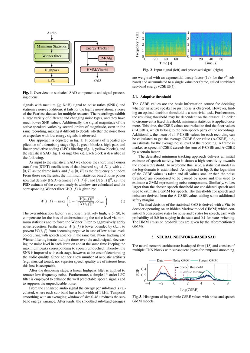 Statistical And Neural Network Based Speech Activity Detection In Non Stationary Acoustic