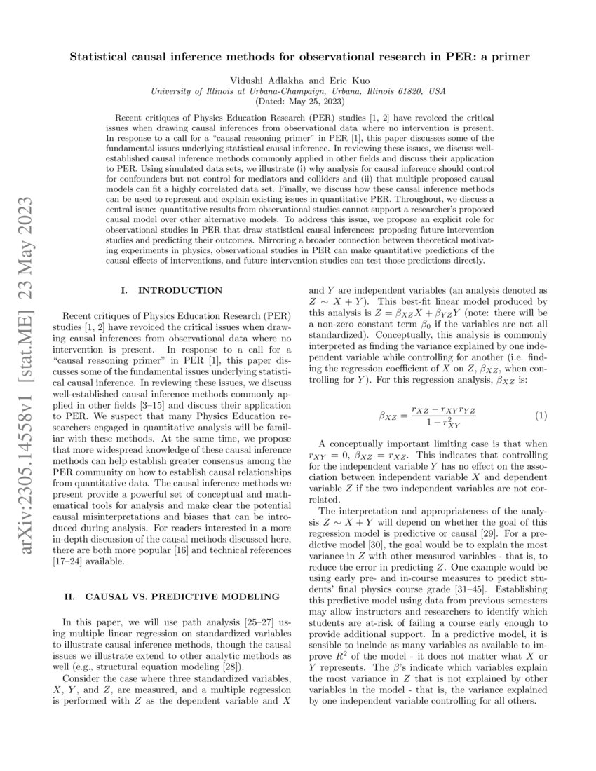 Statistical Causal Inference Methods For Observational Research In Per