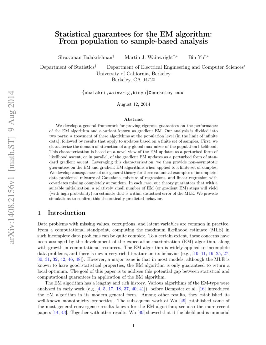 Statistical Guarantees For The Em Algorithm From Population To Sample