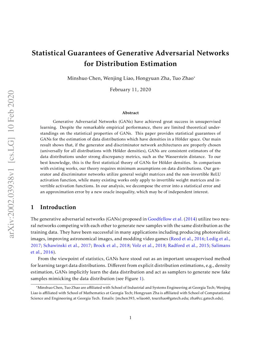 Statistical Guarantees Of Generative Adversarial Networks For