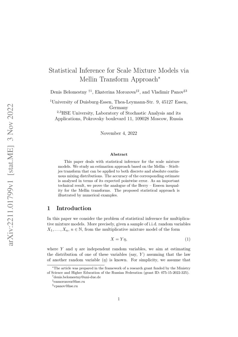 Statistical Inference For Scale Mixture Models Via Mellin Transform 9107