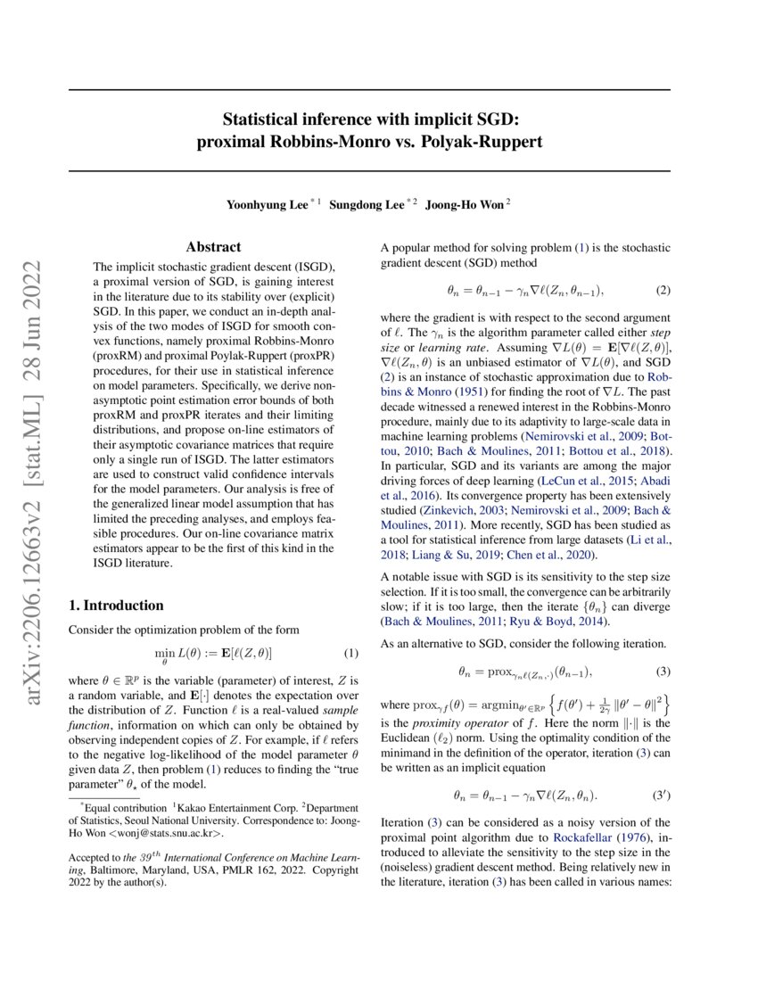 Statistical Inference With Implicit Sgd Proximal Robbins Monro Vs Polyak Ruppert Deepai