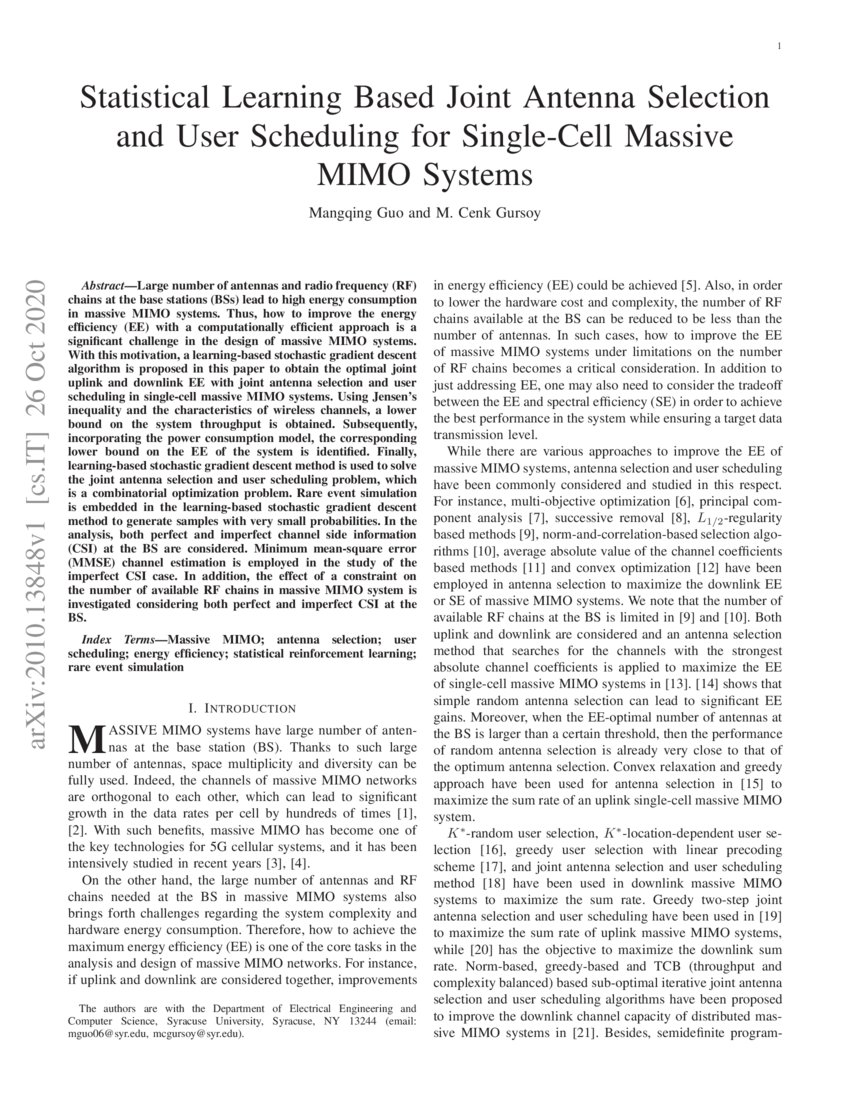 Statistical Learning Based Joint Antenna Selection And User Scheduling For Single Cell Massive