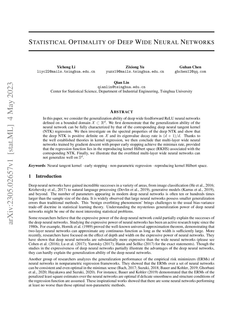 Statistical Optimality of Deep Wide Neural Networks | DeepAI Statistical Optimality of Deep Wide Neural Networks | DeepAI