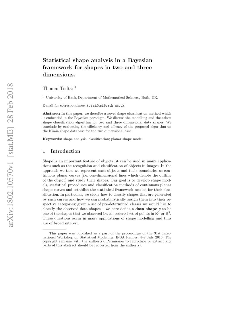 Statistical shape analysis in a Bayesian framework for shapes in two and three dimensions | DeepAI