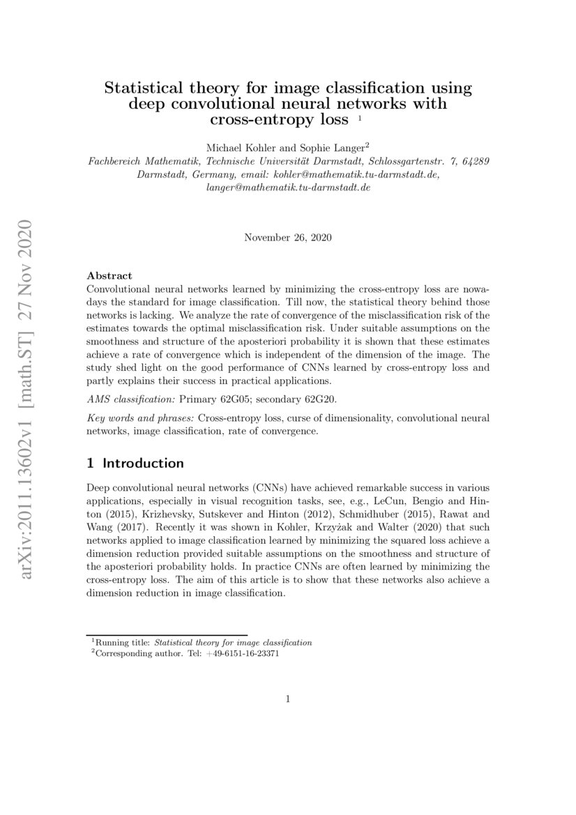 Statistical Theory For Image Classification Using Deep Convolutional