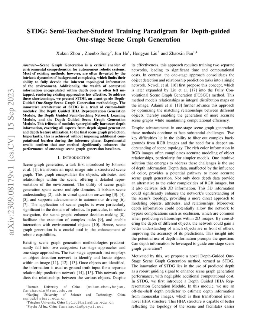 STDG: Semi-Teacher-Student Training Paradigram for Depth-guided One ... STDG: Semi-Teacher-Student Training Paradigram for Depth-guided One ...