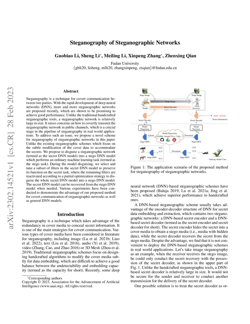 Steganography of Steganographic Networks | DeepAI