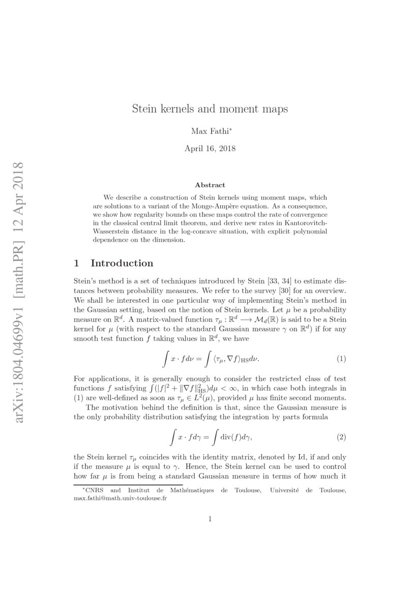 Stein kernels and moment maps | DeepAI