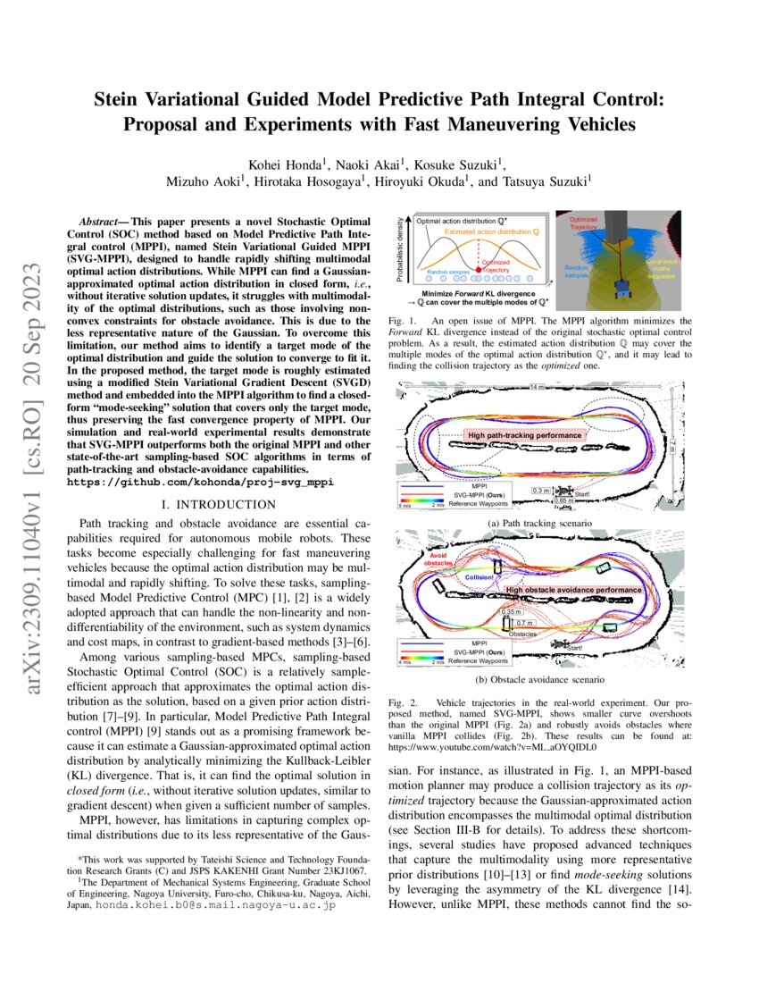Stein Variational Guided Model Predictive Path Integral Control Proposal And Experiments With