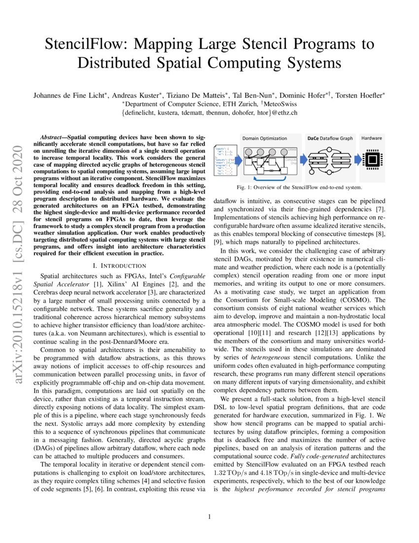 StencilFlow: Mapping Large Stencil Programs to Distributed Spatial Computing Systems | DeepAI