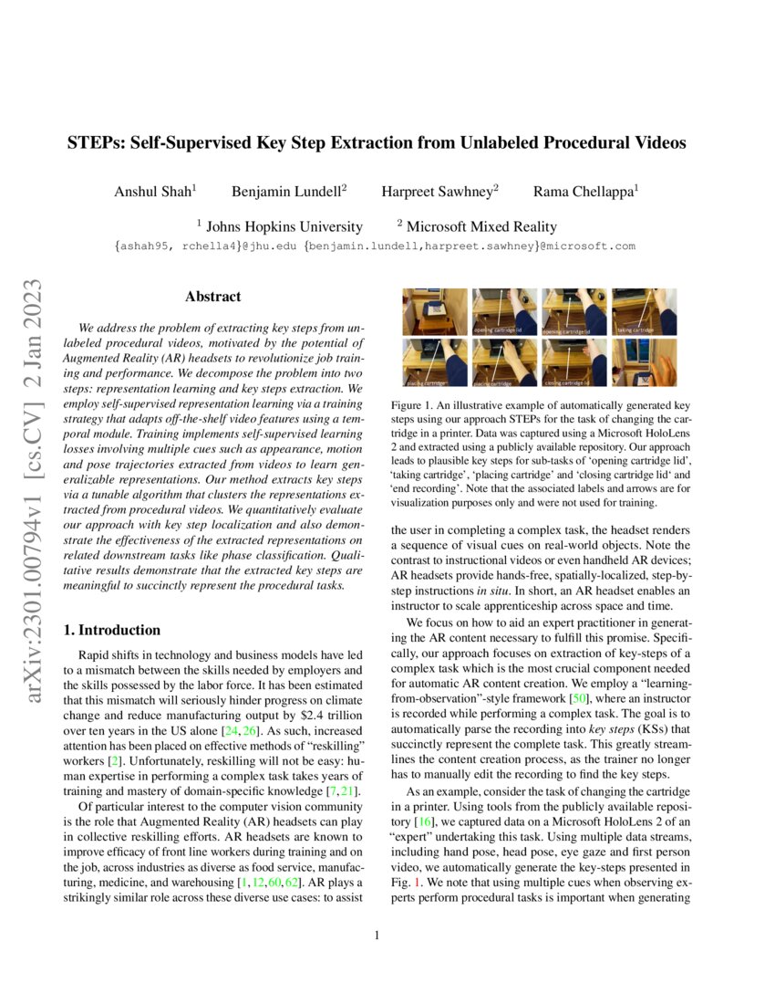 STEPs: Self-Supervised Key Step Extraction from Unlabeled Procedural ...
