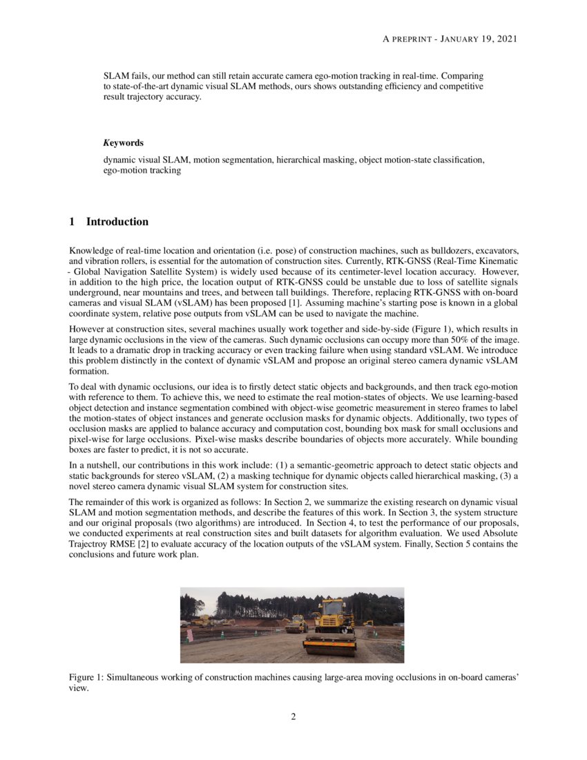 Stereo Camera Visual SLAM with Hierarchical Masking and Motion-state ...