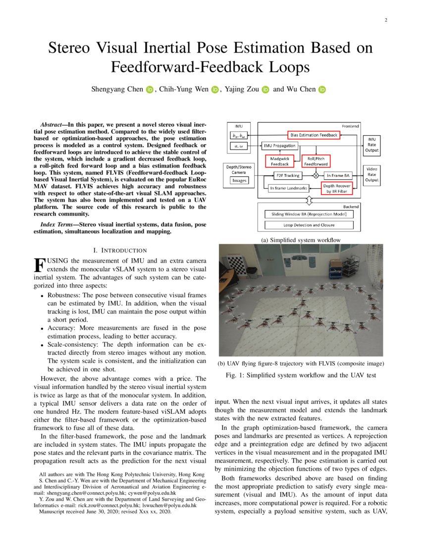 Stereo Visual Inertial Pose Estimation Based on Feedforward-Feedback Loops | DeepAI