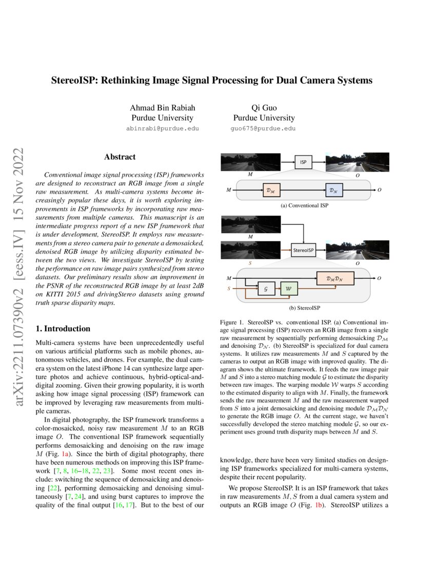 StereoISP: Rethinking Image Signal Processing for Dual Camera Systems ...