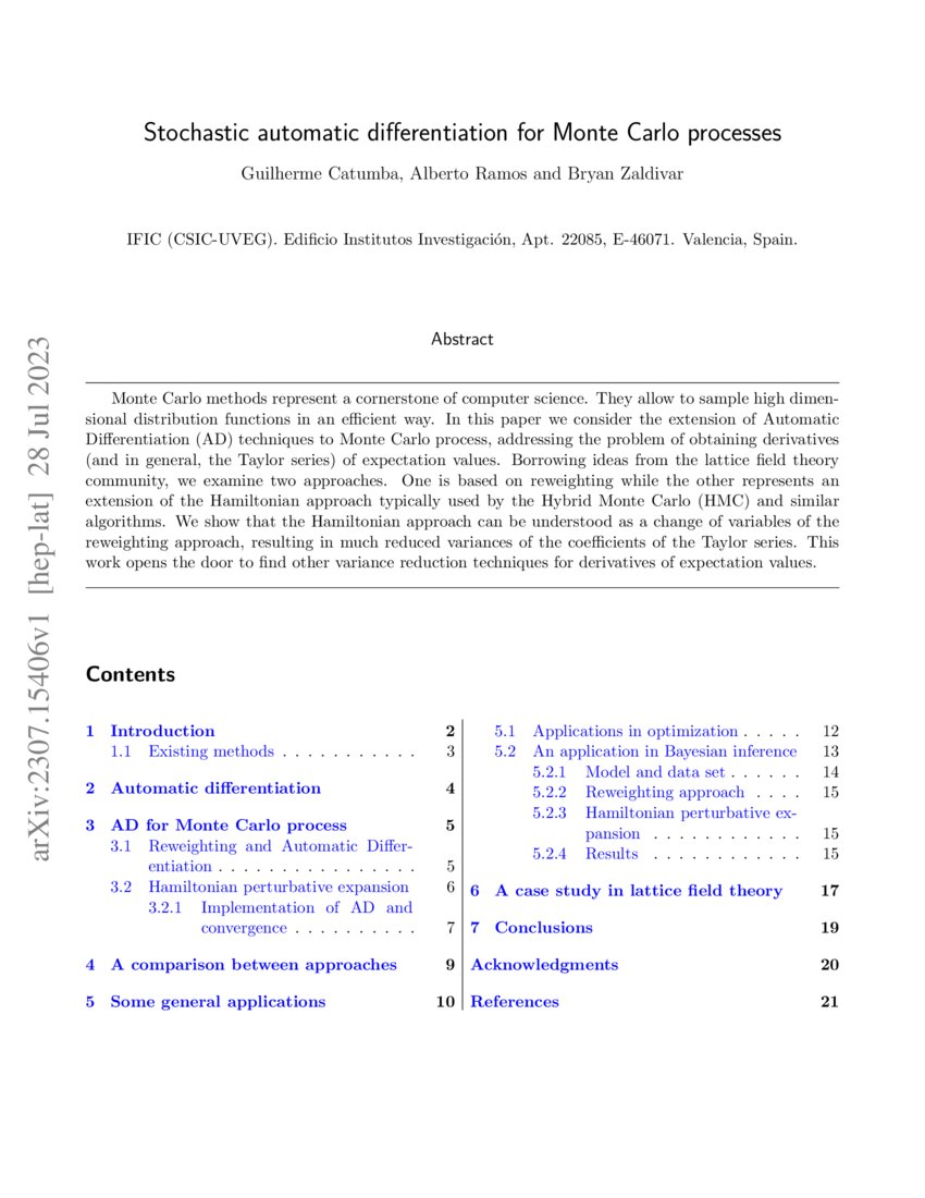 Stochastic automatic differentiation for Monte Carlo processes | DeepAI