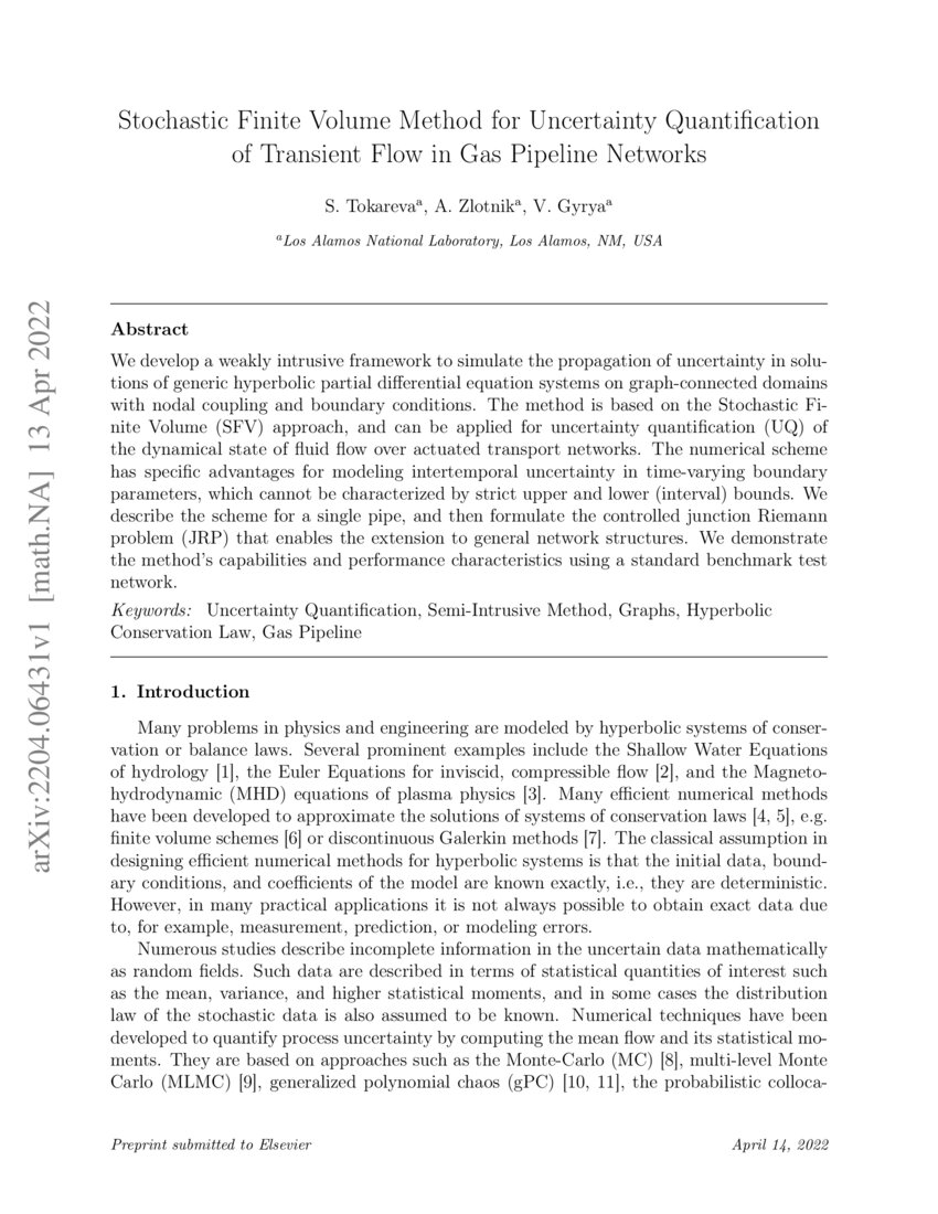 Stochastic Finite Volume Method for Uncertainty Quantification of ... Stochastic Finite Volume Method for Uncertainty Quantification of ...