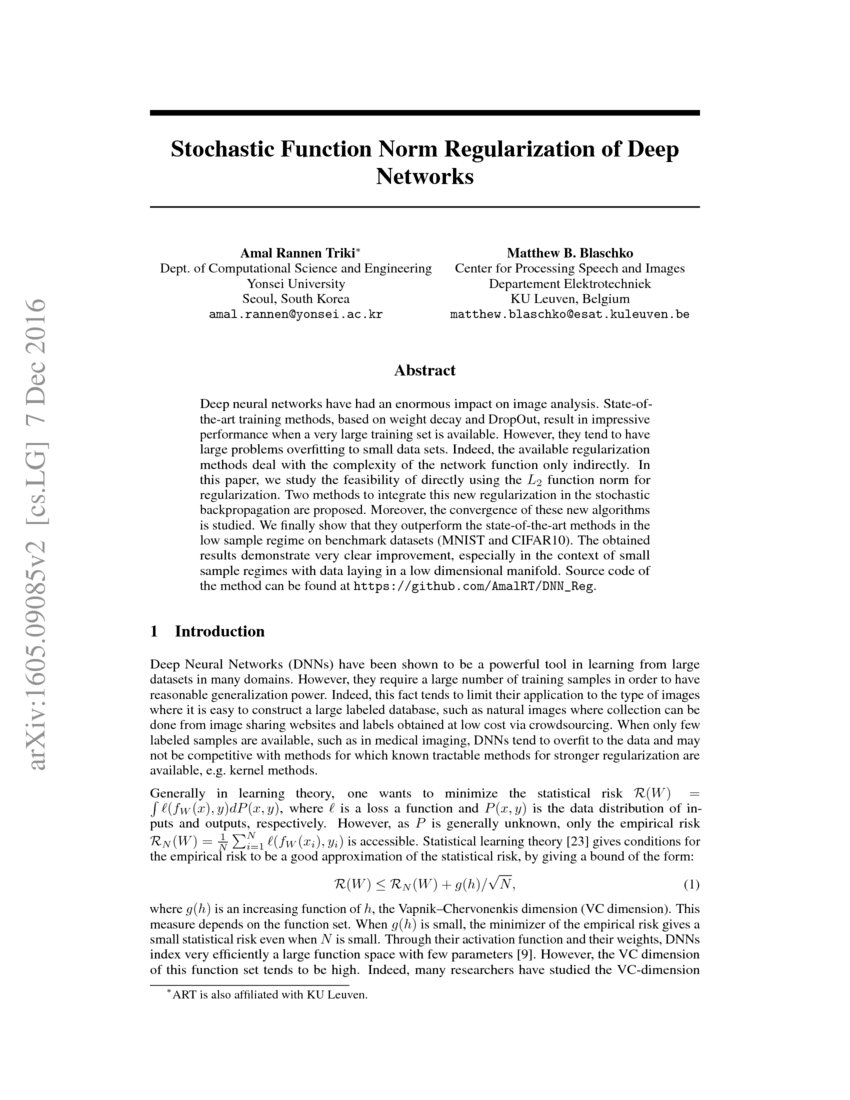 Stochastic Function Norm Regularization of Deep Networks | DeepAI