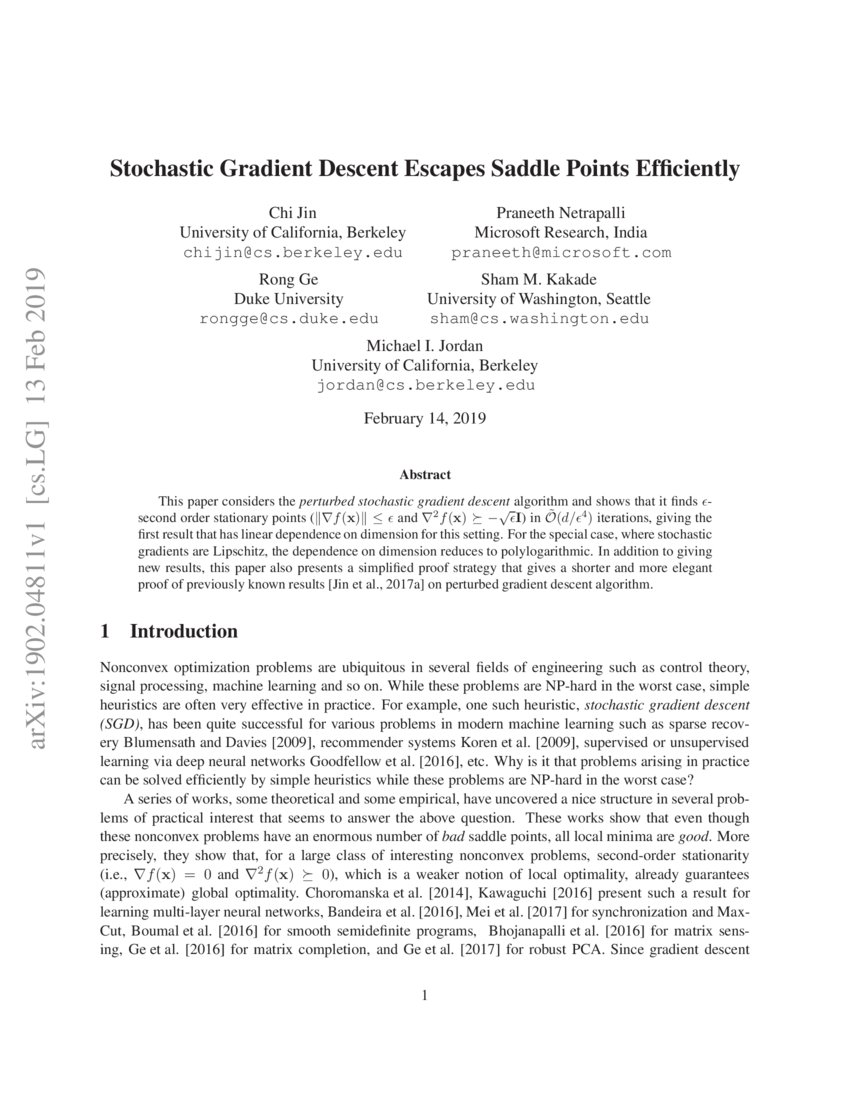Stochastic Gradient Descent Escapes Saddle Points Efficiently | DeepAI