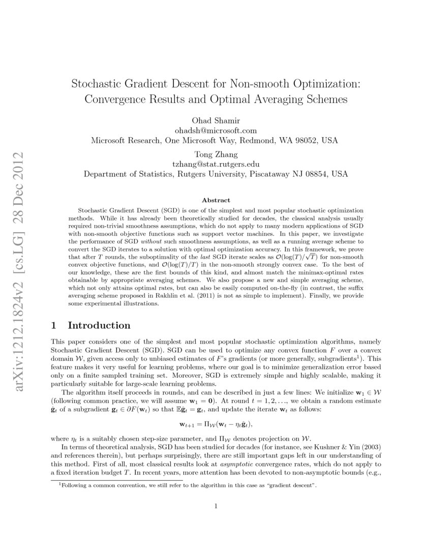 Stochastic Gradient Descent For Non Smooth Optimization Convergence