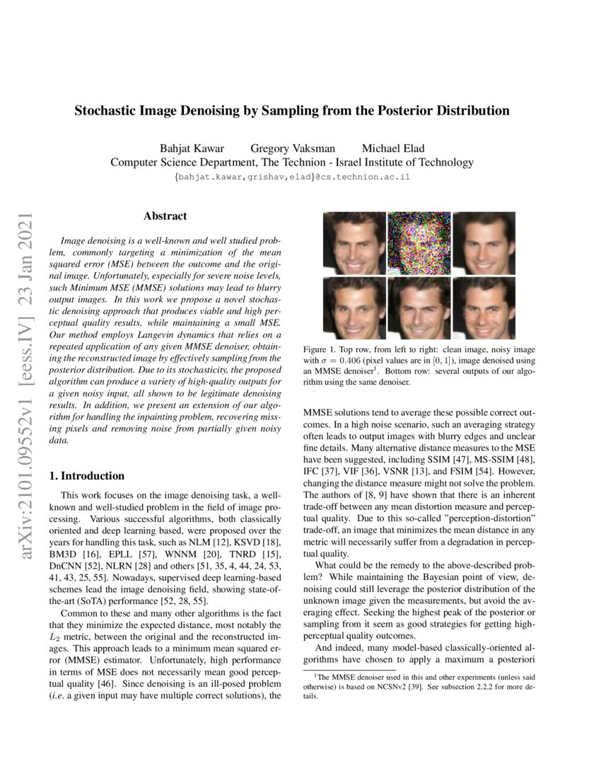 Stochastic Image Denoising by Sampling from the Posterior Distribution ...