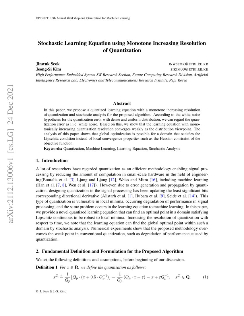 Stochastic Learning Equation using Monotone Increasing Resolution of ...