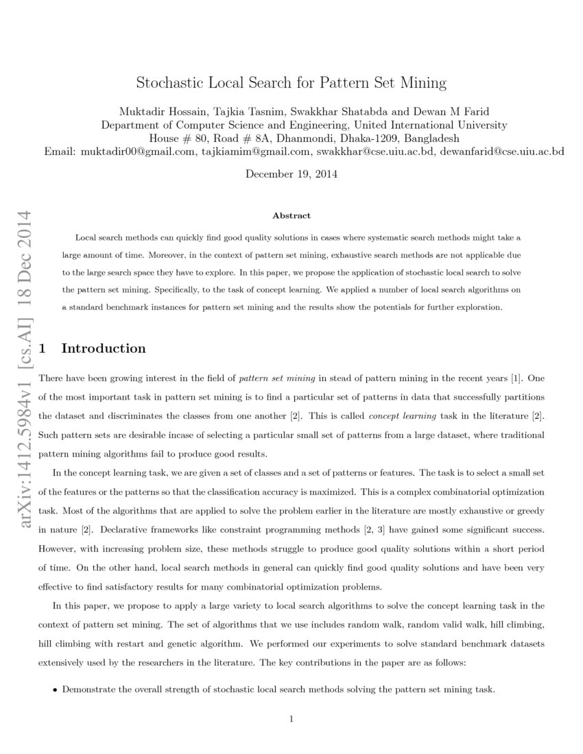 Stochastic Local Search For Pattern Set Mining Deepai