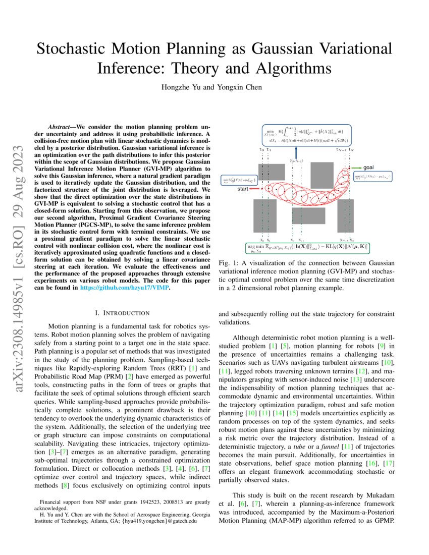 Stochastic Motion Planning As Gaussian Variational Inference Theory