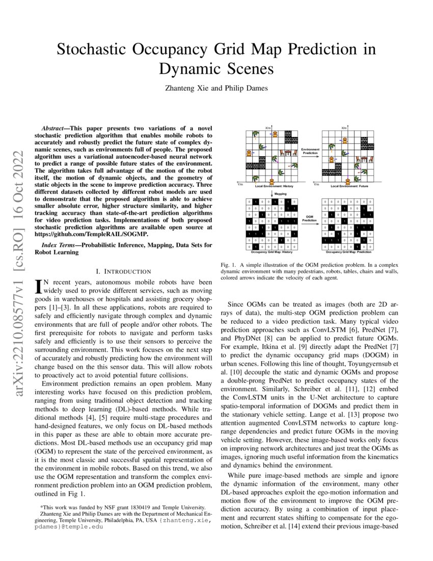 Stochastic Occupancy Grid Map Prediction in Dynamic Scenes | DeepAI