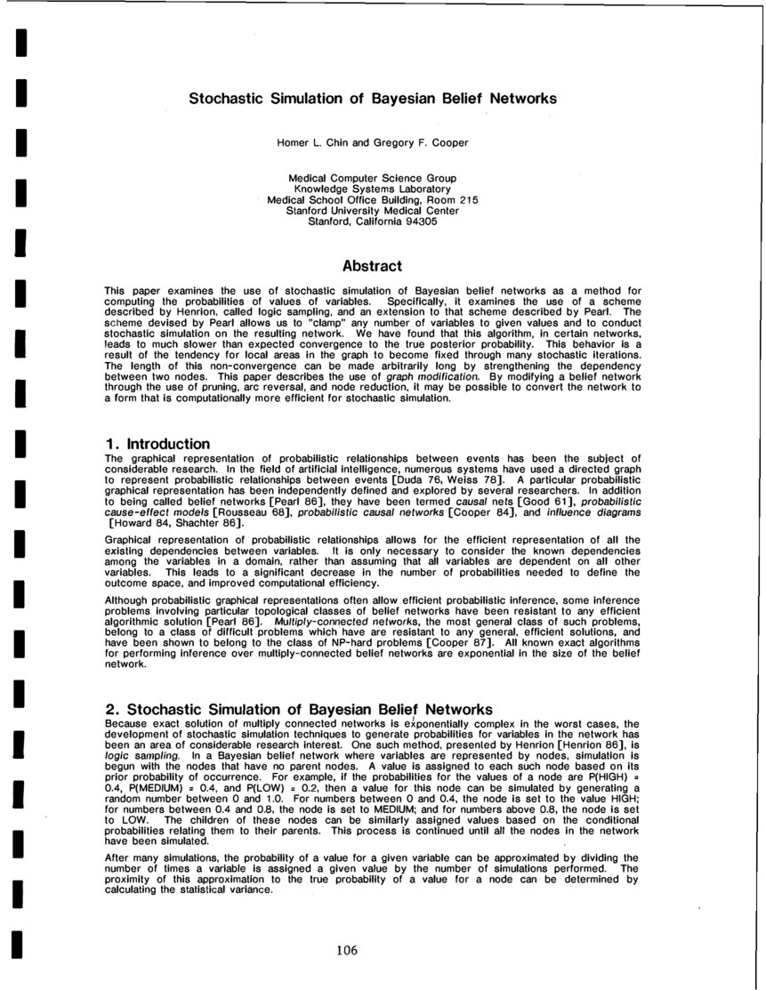 Stochastic Simulation of Bayesian Belief Networks | DeepAI