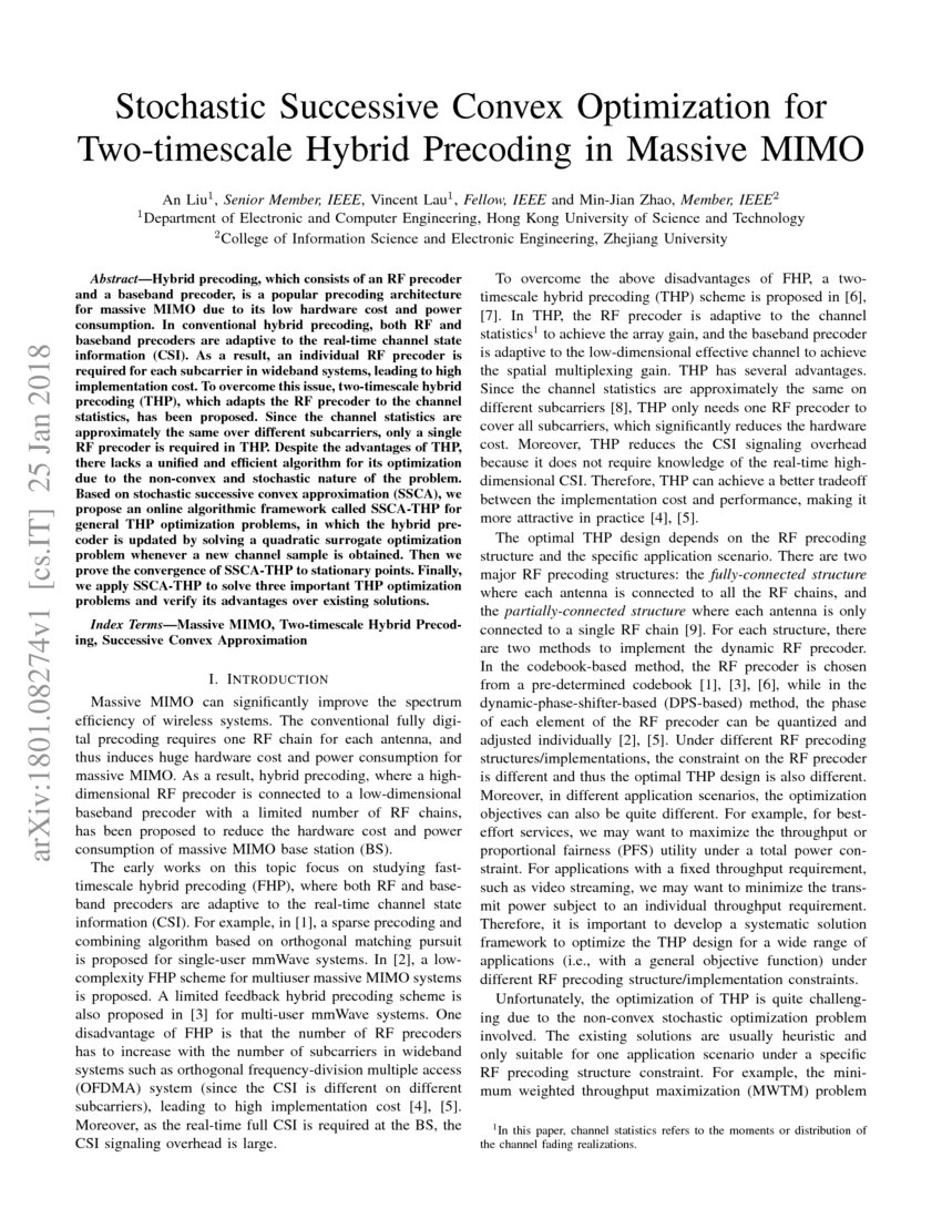 Stochastic Successive Convex Optimization For Two Timescale Hybrid Precoding In Massive Mimo