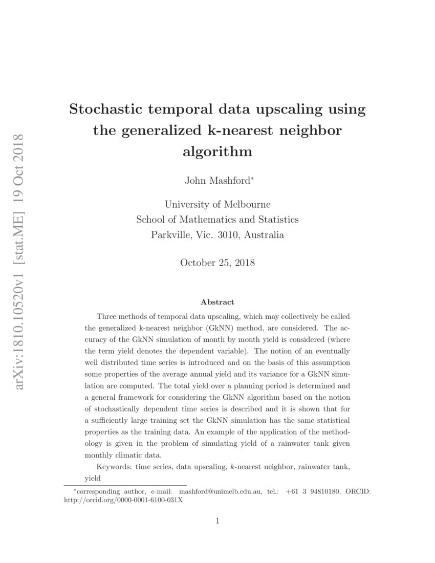 Stochastic temporal data upscaling using the generalized k-nearest ...