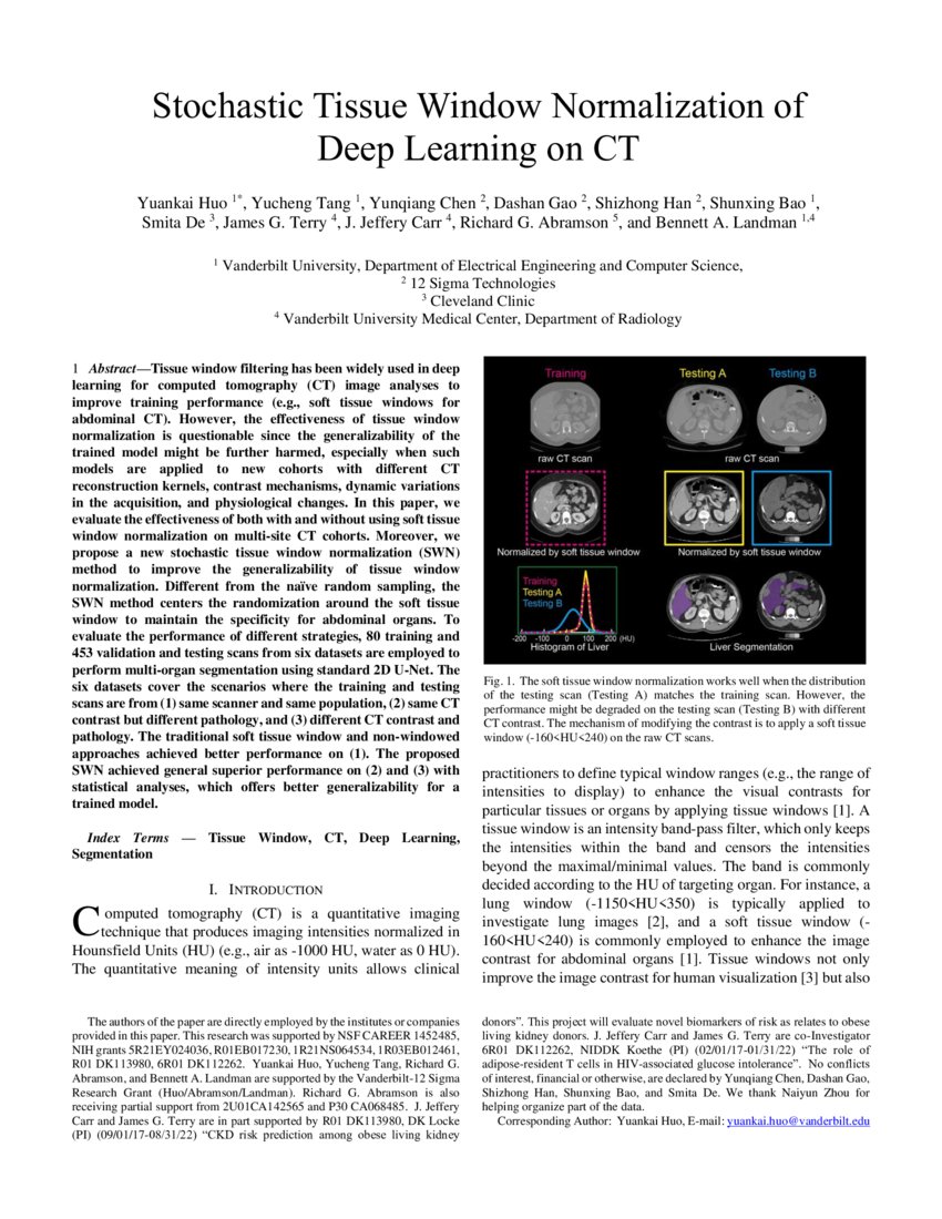 Stochastic tissue window normalization of deep learning on computed ...