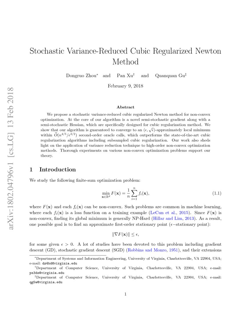 Stochastic Variance Reduced Cubic Regularized Newton Method Deepai