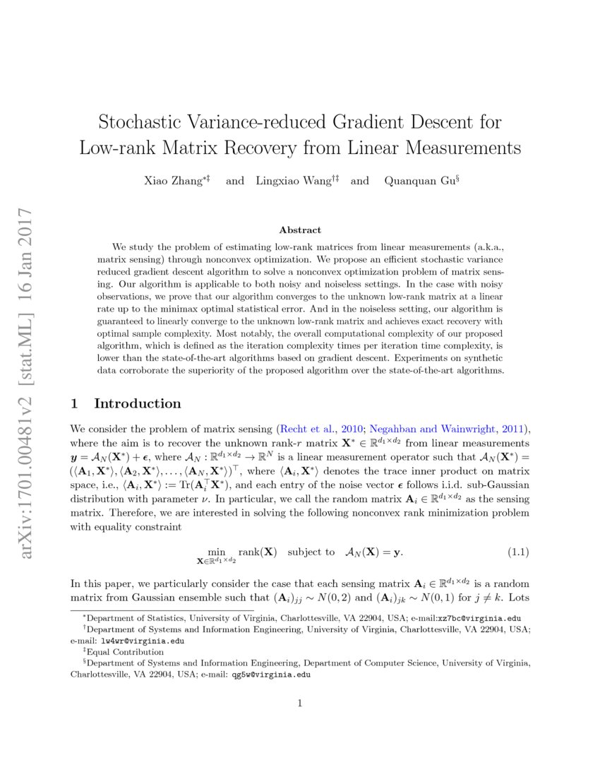 Stochastic Variance Reduced Gradient Descent For Low Rank Matrix