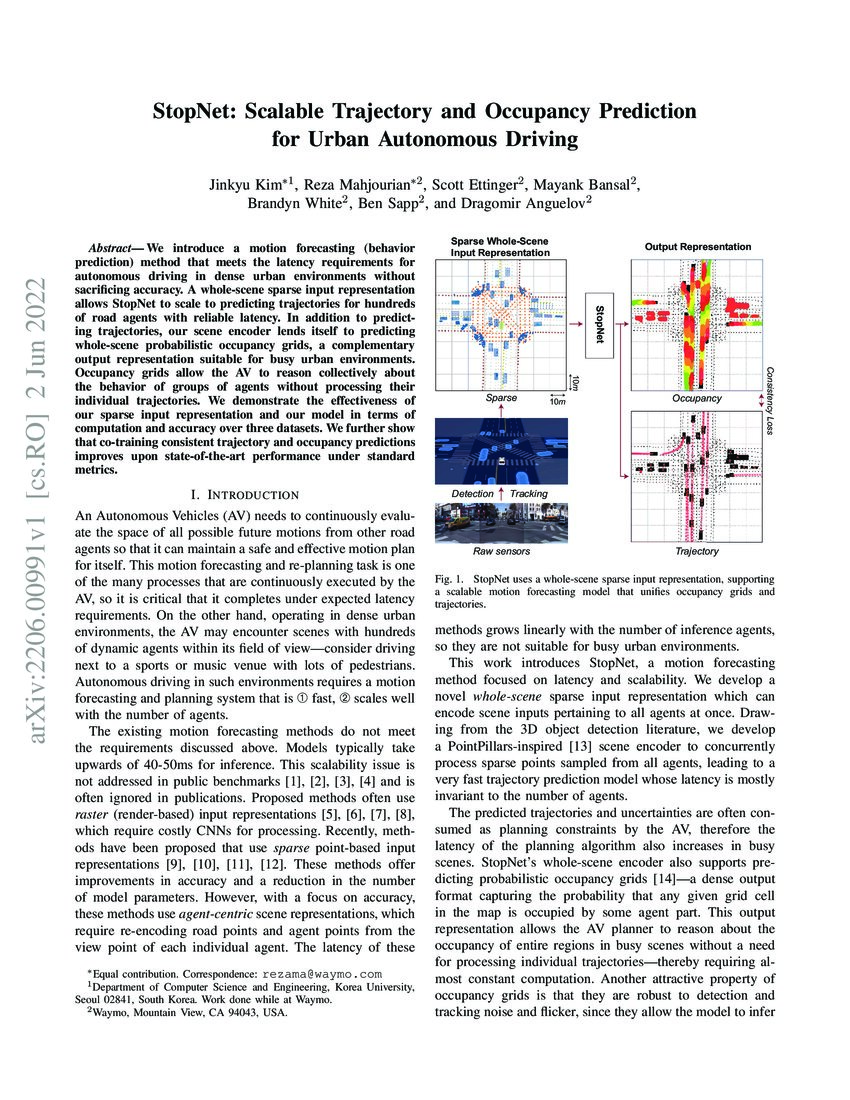 Stopnet Scalable Trajectory And Occupancy Prediction For Urban