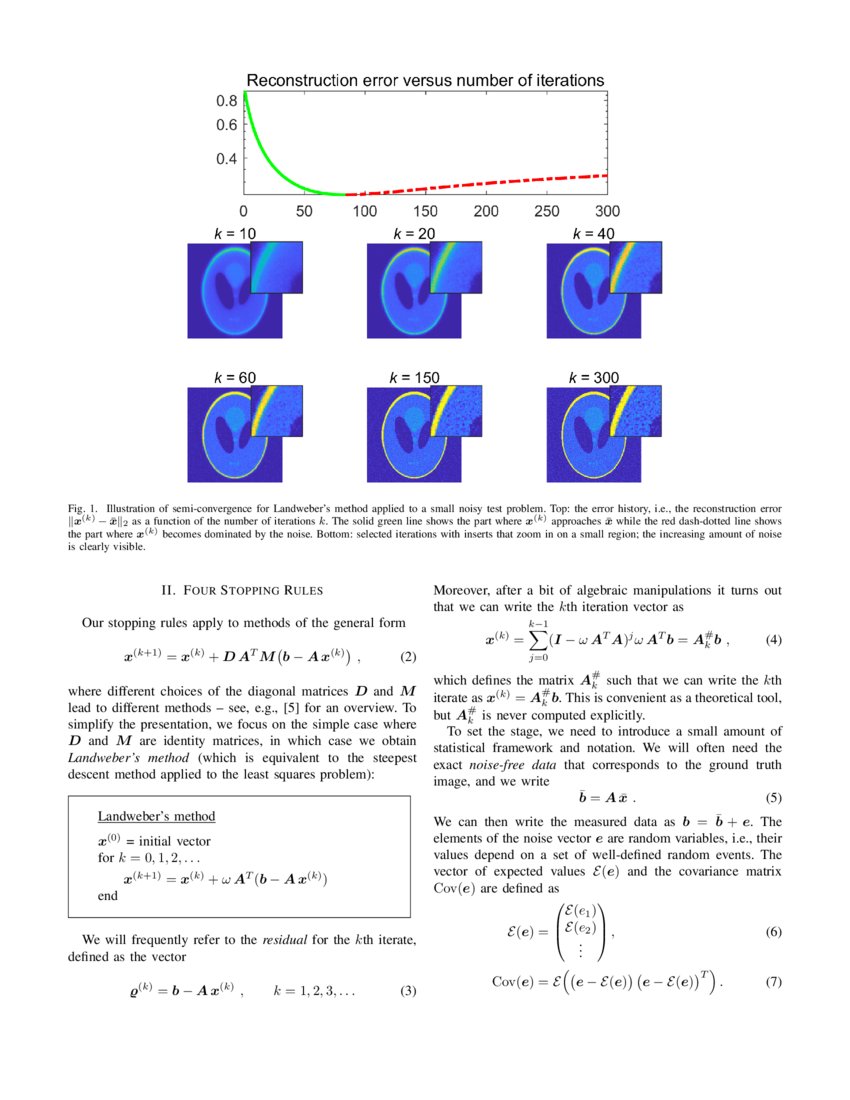 Stopping Rules For Algebraic Iterative Reconstruction Methods In
