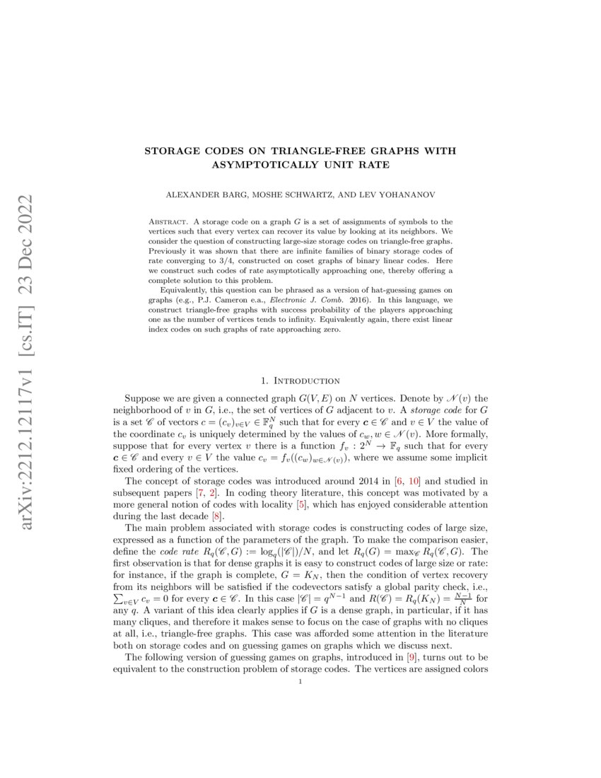 Storage codes on coset graphs with asymptotically unit rate | DeepAI